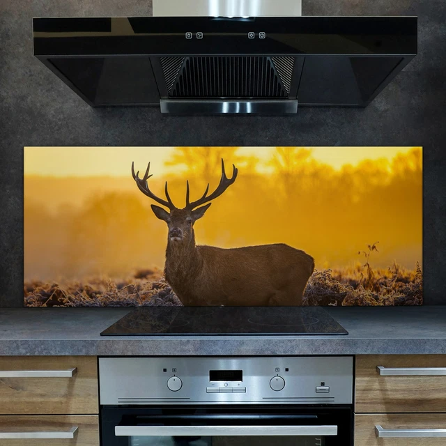 PANNELLO STUFA PIASTRELLA in vetro cucina splashback cervo nel ...