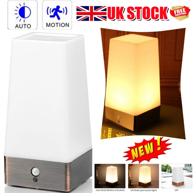 PIR MOTION SENSOR Night Light Battery Powered Wireless LED Table Lamp ...