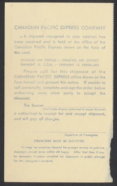 1953 2C GEORGE VI Canadian Pacific Express Card #189b Used At West ...