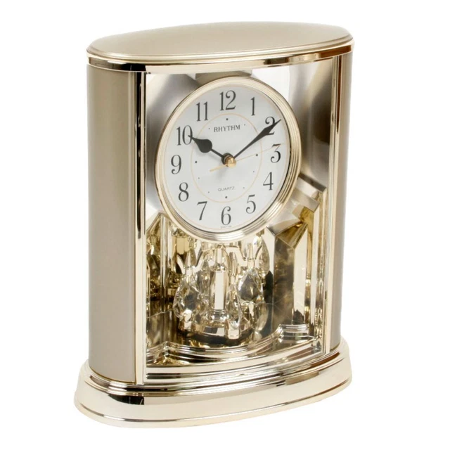 RHYTHM GOLD MANTEL Clock with Rotating Pendulum and Crystals 4SG724WR18 ...