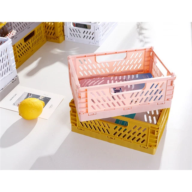 Collapsible Plastic Storage Crates Foldable Stackable Storage Desk Tidies £4 95 Picclick Uk