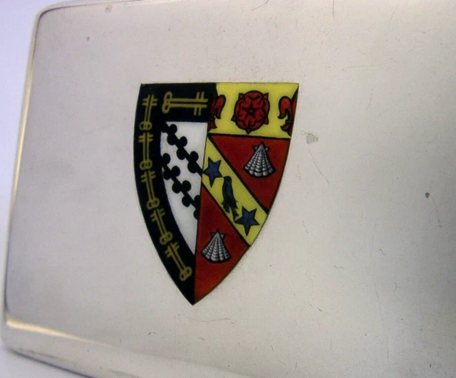 LARGE EXETER COLLEGE Oxford Uni Crest Sterling Silver Enamel Cigarette ...