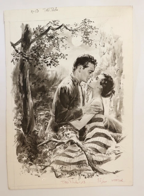 1966 DESSIN ORIGINAL Angelo Di Marco Lavis encre de chine Roman-Photo ...