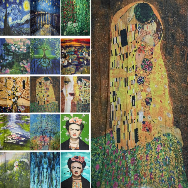 KLIMT MONET KÜNSTLER Schal Van Gogh Frida Kahlo Webschal Stola Halstuch ...