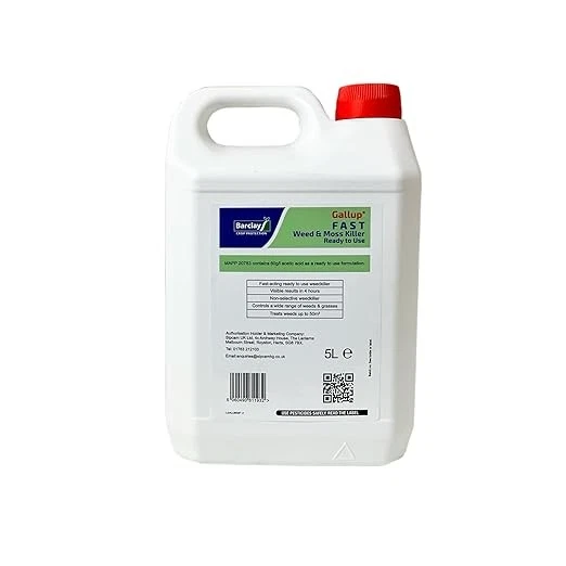 GALLUP FAST WEED Moss Killer 5L Acetic Acid Spray Rapid Action Garden ...