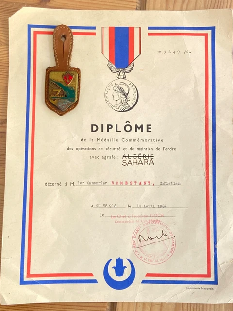 DIPLOME ET INSIGNE Sahara Med Coloniale EUR 40,00 - PicClick FR