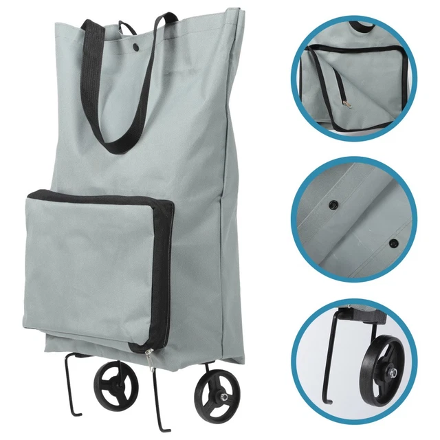 GROCERY CART ON Wheels Foldable Shopping Bag Rolling Collapsible with ...