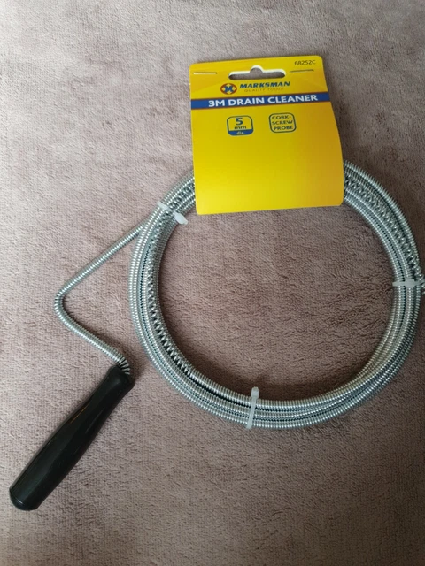 3M LONG FLEXIBLE Spring Drain Cleaner Rod Unblocker Waste Pipe Sink ...