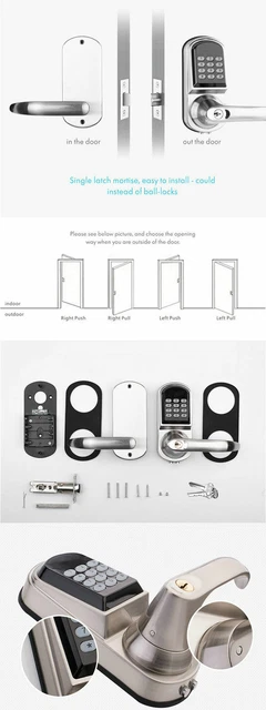 MECHANICAL DIGITAL PUSH Button Door Lock Entry Keypad Code Handle Door ...
