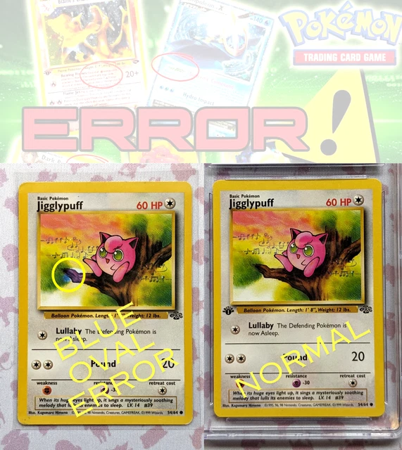 RARE ERROR- BLUE Dot/Oval/Branch Misprint - Jigglypuff 54/64 - Jungle ...