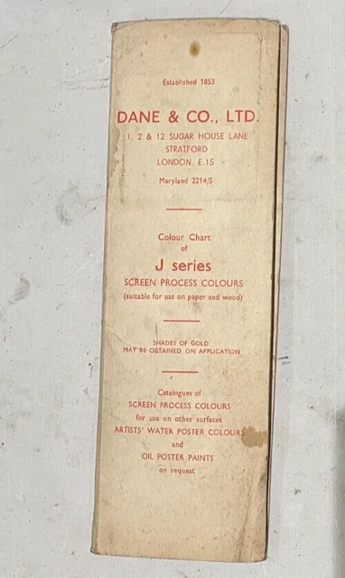 COLOUR CHART OF J series screen process colours produced by Dane & Co ...