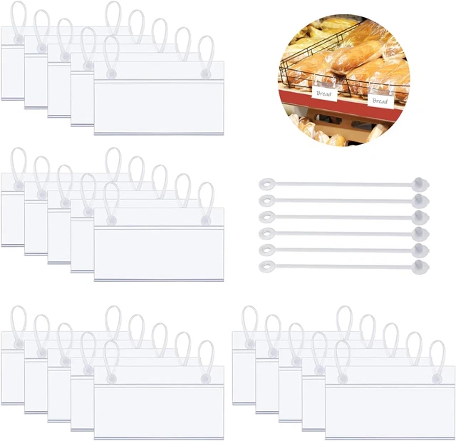 PLASTIC WIRE SHELF Label Holders - 10 X 5.5CM Clear Price Tag Holder ...