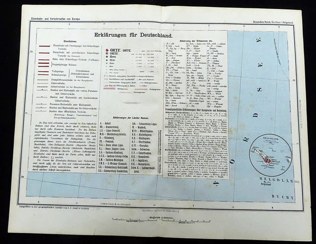 RAILWAY MAP OF Germany Heligoland Island German Rail Antique Original ...