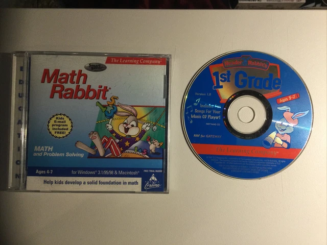 READER RABBIT'S 1ST Grade AND Math Rabbit The Learning Company Windows ...
