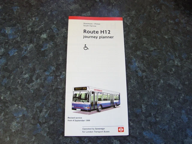 SOVEREIGN BUS TIMETABLE-ROUTE H12-September 1999-Used Con £0.99 ...