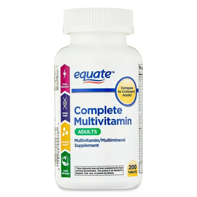 EQUATE COMPLETE MULTIVITAMIN/MULTIMINERAL Supplement Tablets, Adults ...
