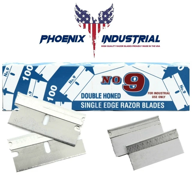 100 PACK #9 Extra Sharp Single Edge Razor Blades Made In USA Glass ...