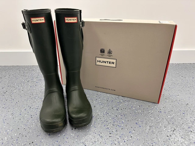 HUNTER WELLIES ADJUSTABLE (Tall) Men's Dark Olive Wellington Boots UK ...