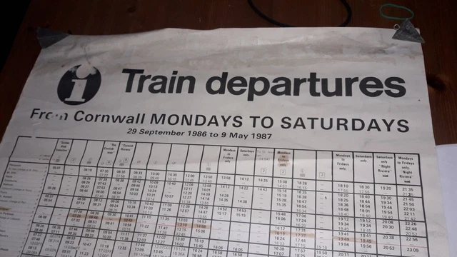 VINTAGE ORIGINAL BRITISH Rail Railways Poster Timetable Cornwall ...