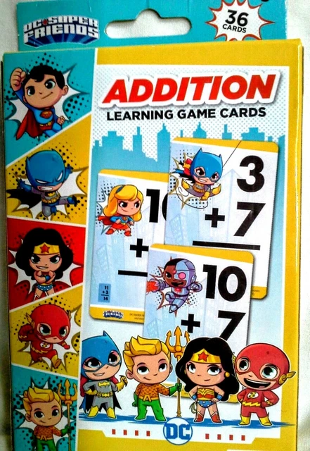 DC SUPER FRIENDS Addition Learning Flash Cards Ages 3+ Math Elementary ...