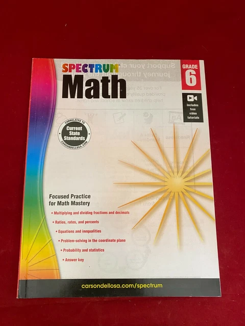 SPECTRUM MATH WORKBOOK, Grade 6 (Spectrum) by Spectrum $14.99 - PicClick