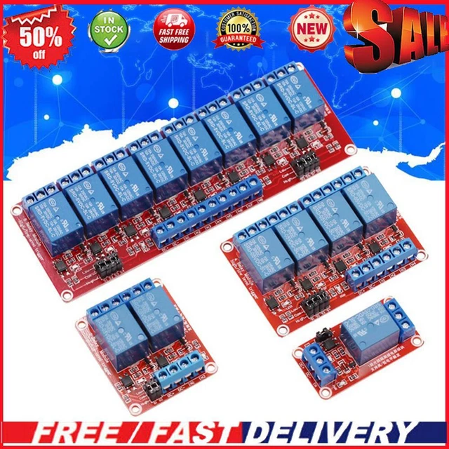 1/2/4/8 CHANNEL RELAY Switch Module with Optocoupler 5V 12V 24V DC ...