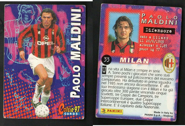 CALCIO 97 CARD Supercampioni N.33 Paolo Maldini (Milan) Ed. Panini EUR 3,99 - PicClick IT