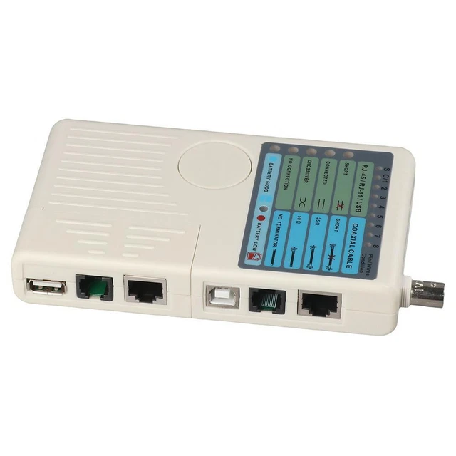 GREY NETWORK CABLE Tester for RJ11 RJ45/Cat5 Cat6/USB BNC LAN/UTP STP ...