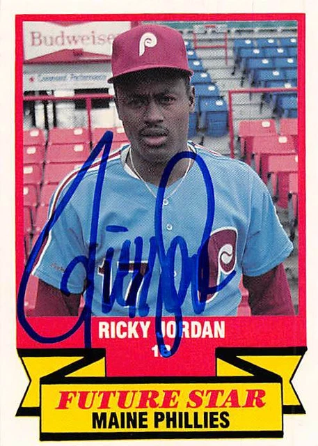 CARTE DE BASEBALL dédicacée Ricky Jordan ligue mineure, Maine Phillies ...
