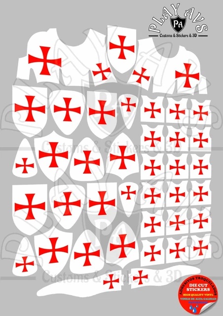 PLAYMOBIL STICKER CABALLERO Medieval Templario knight Templar ...