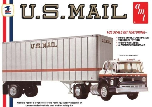 AMT FORD C-900 Tilt-Cab Tracteur Avec USPS Remorque 1:25 1326 Plastic ...