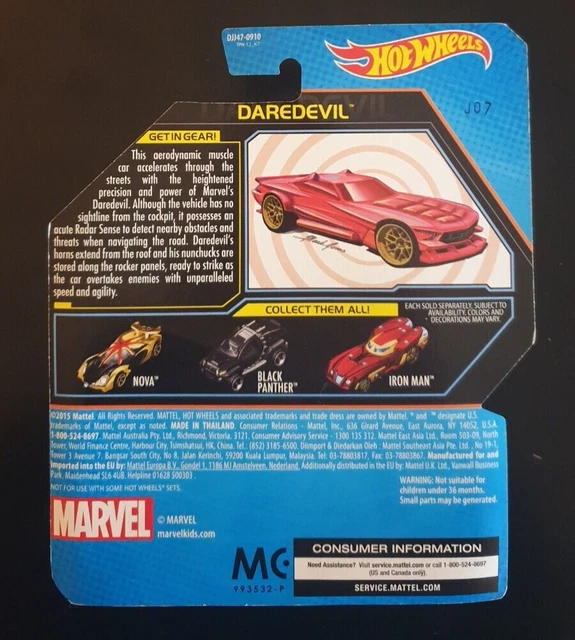 HOT WHEELS MARVEL Superheroes Character Themed Daredevil Diecast Car ...