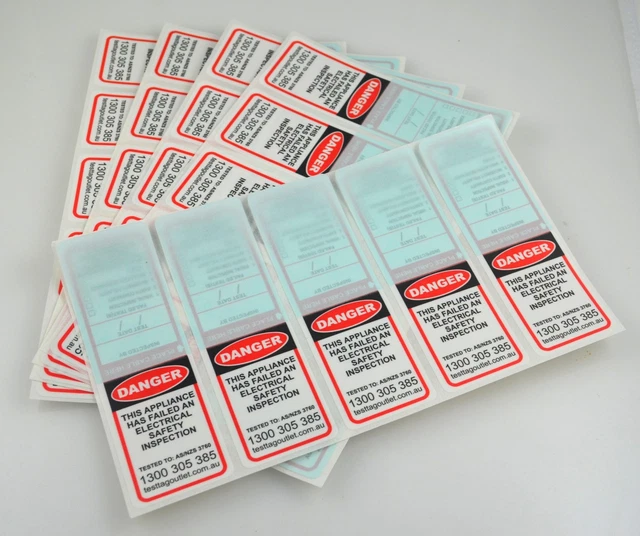 100 TEST TAG Labels Failed Test Tag Labels AS/NZS 3760 Standard ...