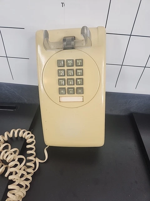VINTAGE 1990'S WALL Mount Push Button Phone System Beige Untested £15. ...