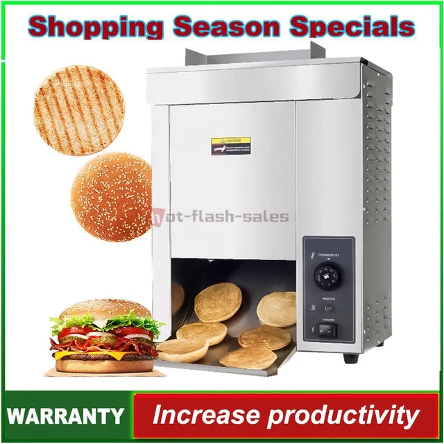 COMMERCIAL BURGER BUNS Toaster Electric Vertical Burger Bread Baking ...