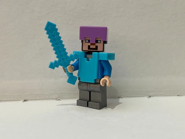 LEGO MINECRAFT STEVE From Set 21143 Diamond Armour & Sword Lavender ...