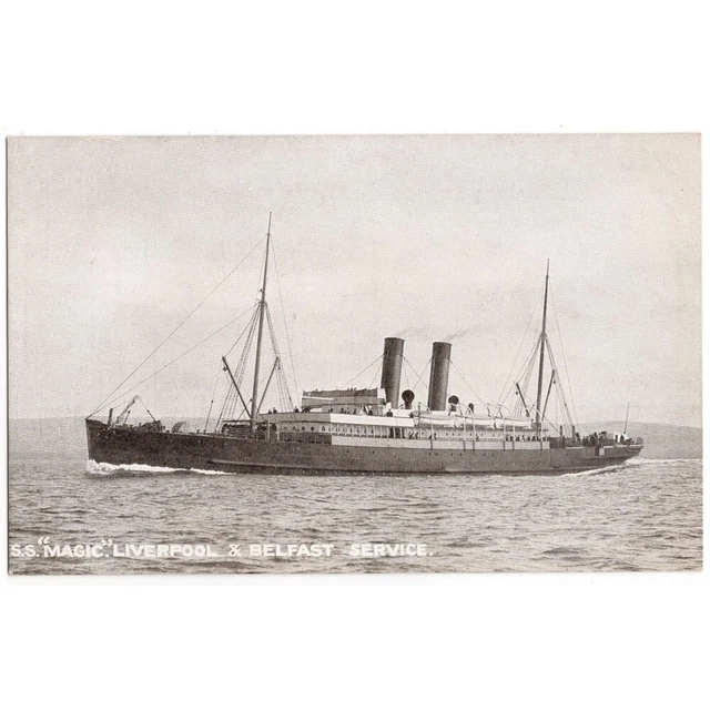 SS MAGIC LIVERPOOL & Belfast Royal Mail Route LNWR Official Postcard ...