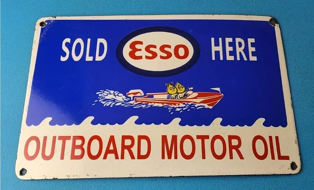 VINTAGE ESSO MARINE Outboard Motor Oil Porcelain Sign - Oil Drop Girl ...