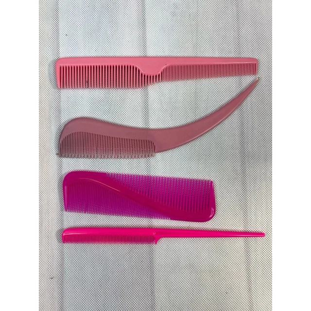 VINTAGE HAIR NYLON Combs Set 4 Pink 1950s Salon Barber Shop Rat Tail ...