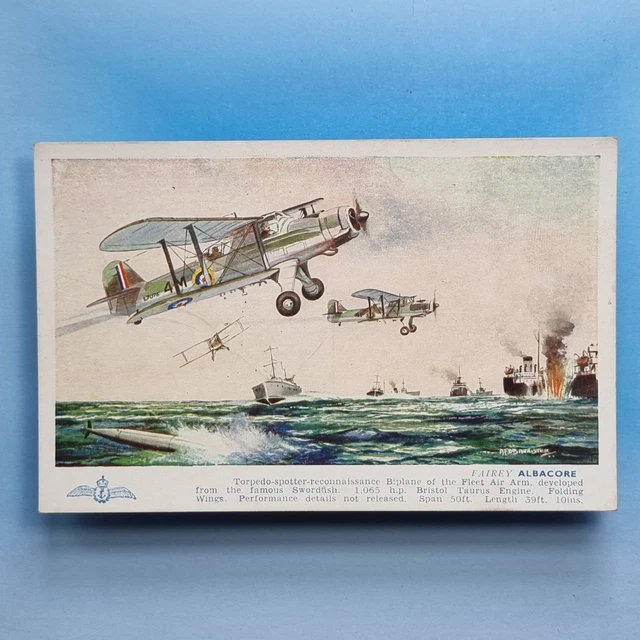 WW2 AIRCRAFT POSTCARD C1940 RAF Fairey Albacore Torpedo Spotter ...