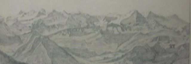 BLEISTIFT ZEICHNUNG BERNER Oberland Pilatus vor 1910 ca. 23 x 19 cm ...