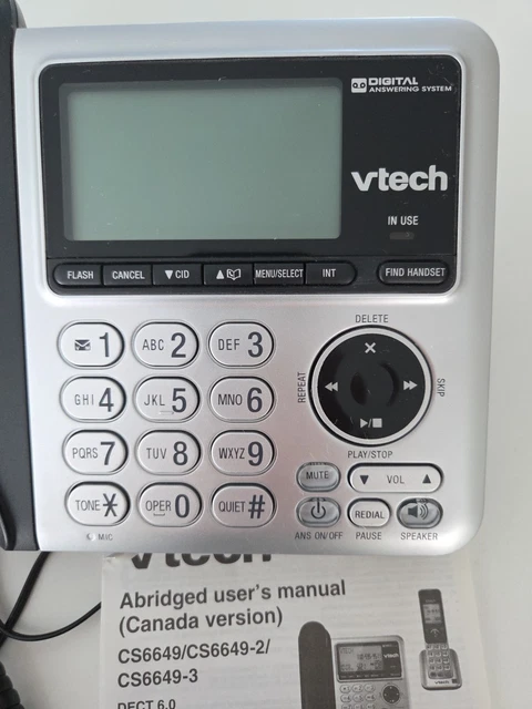VTECH CS6649 DECT 6.0 Corded Phone Only Digital Answering $11.00 ...