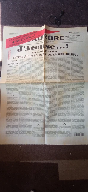 FAC-SIMILÉ DU NUMÉRO de l'Aurore : j'accuse , ÉMILE ZOLA (13 janvier 1898) EUR 29,90 - PicClick FR