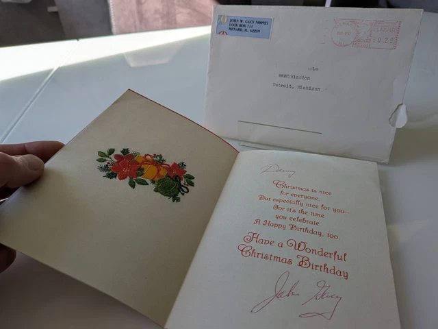 JOHN WAYNE GACY Signed Christmas Card Autograph Signature Serial Killer ...