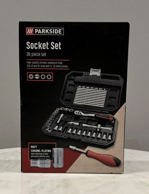 PARKSIDE SOCKET SET 36 Piece in Hard Shell Storage Case High-quality ...