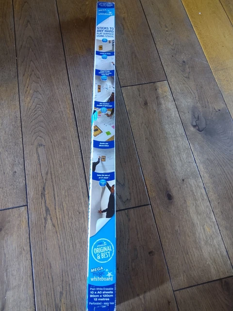 MAGIC WHITEBOARD 10X A0 Sheets Erasable Plain White Roll Self Stick ...