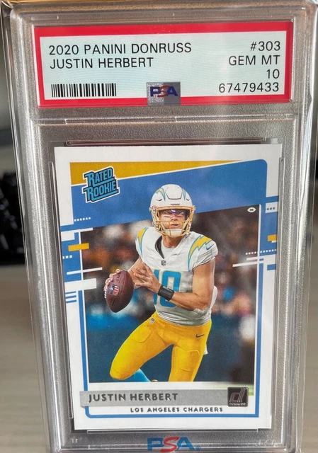 2020 PANINI DONRUSS JUSTIN HERBERT ROOKIE #303 PSA GEM MT 10 LA ...