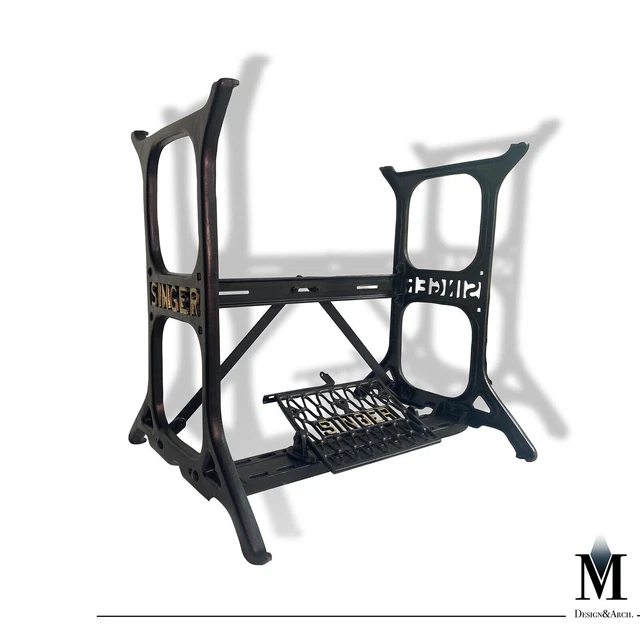 SINGER SEWING MACHINE Industrial Table Cast Iron Stand Legs Base Design ...