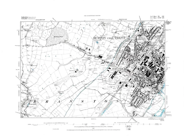OLD MAP OF Burton upon Trent, Staffordshire in 1884- Repro 40 SE £18.99 ...