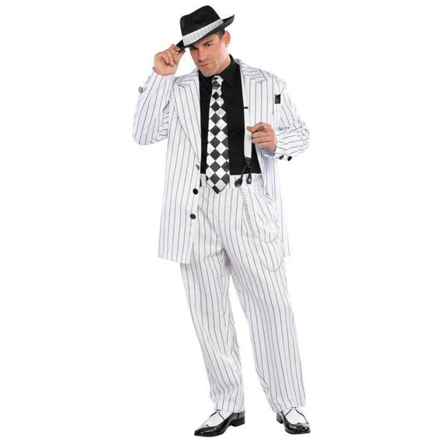 Adult Mens Pinstripe Daddy Gangster Suit 1920s 20s Fancy Dress